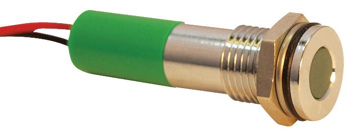 Q8F3CXXG12E - Apem - LED Panel Mount Indicator, Bright Chrome Bezel, Green