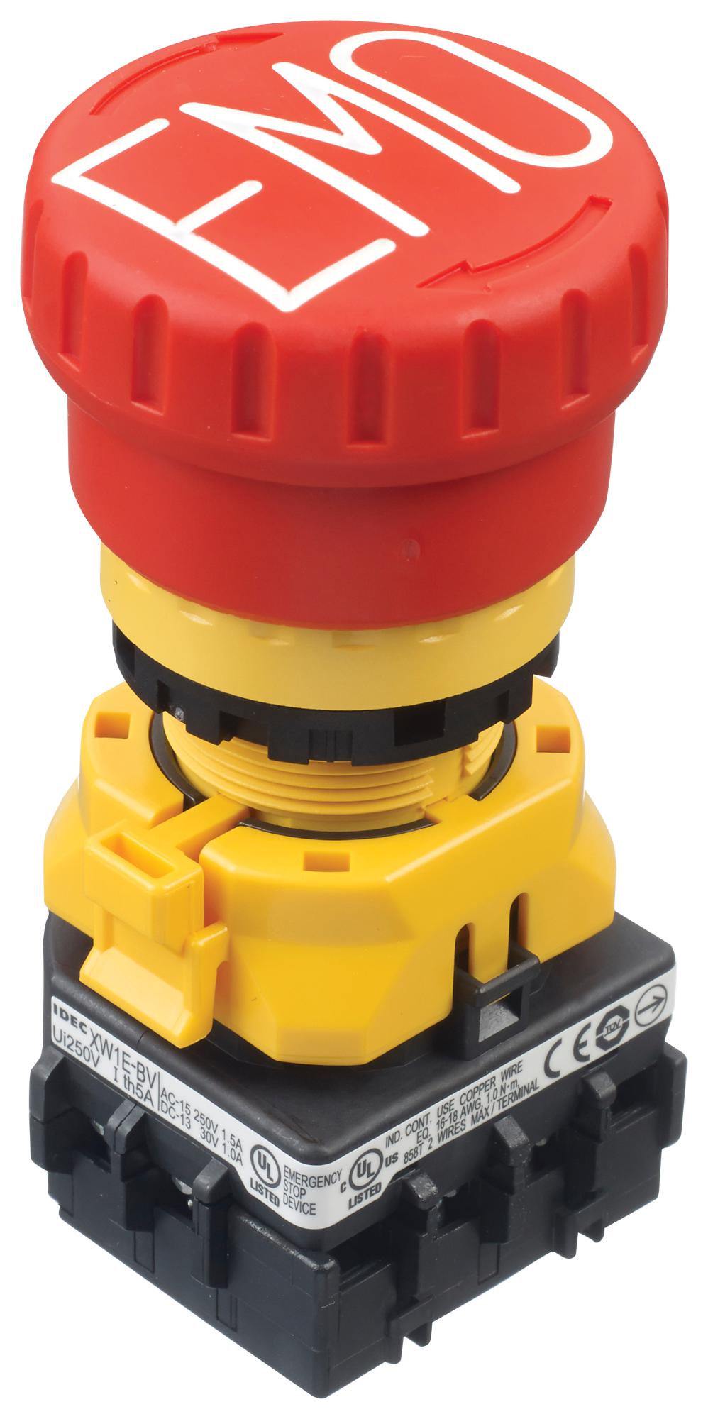 XW1E-BV404MFRH-EMO - Idec - Emergency Stop Switch, 4PST-NC, Push-Pull
