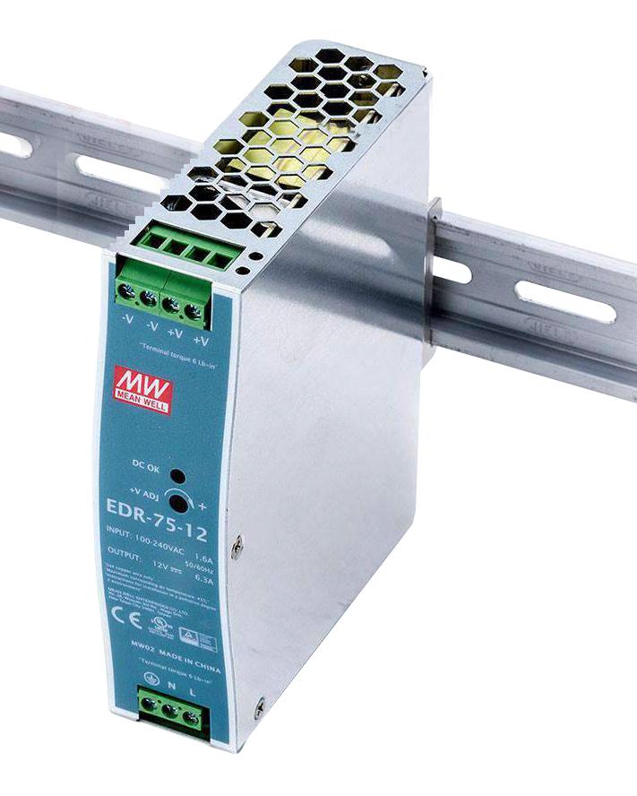 EDR-75-12 - Mean Well - AC/DC DIN Rail Power Supply (PSU), ITE, 1 Output