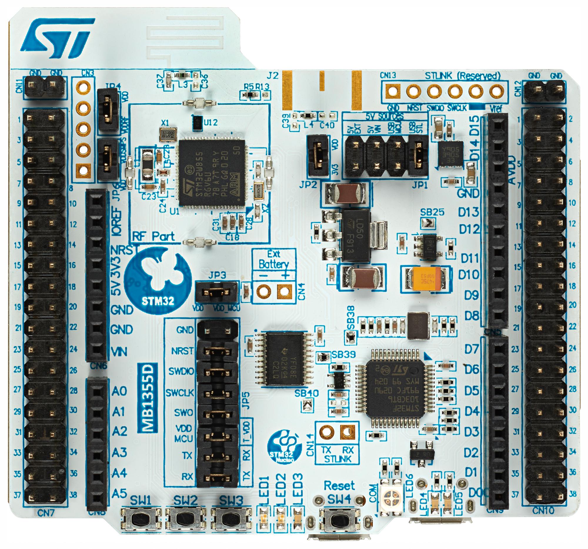 NUCLEO-WB15CC - Stmicroelectronics - Development Board, STM32WB15CCU6U, 32bit ARM Cortex-M0 ...