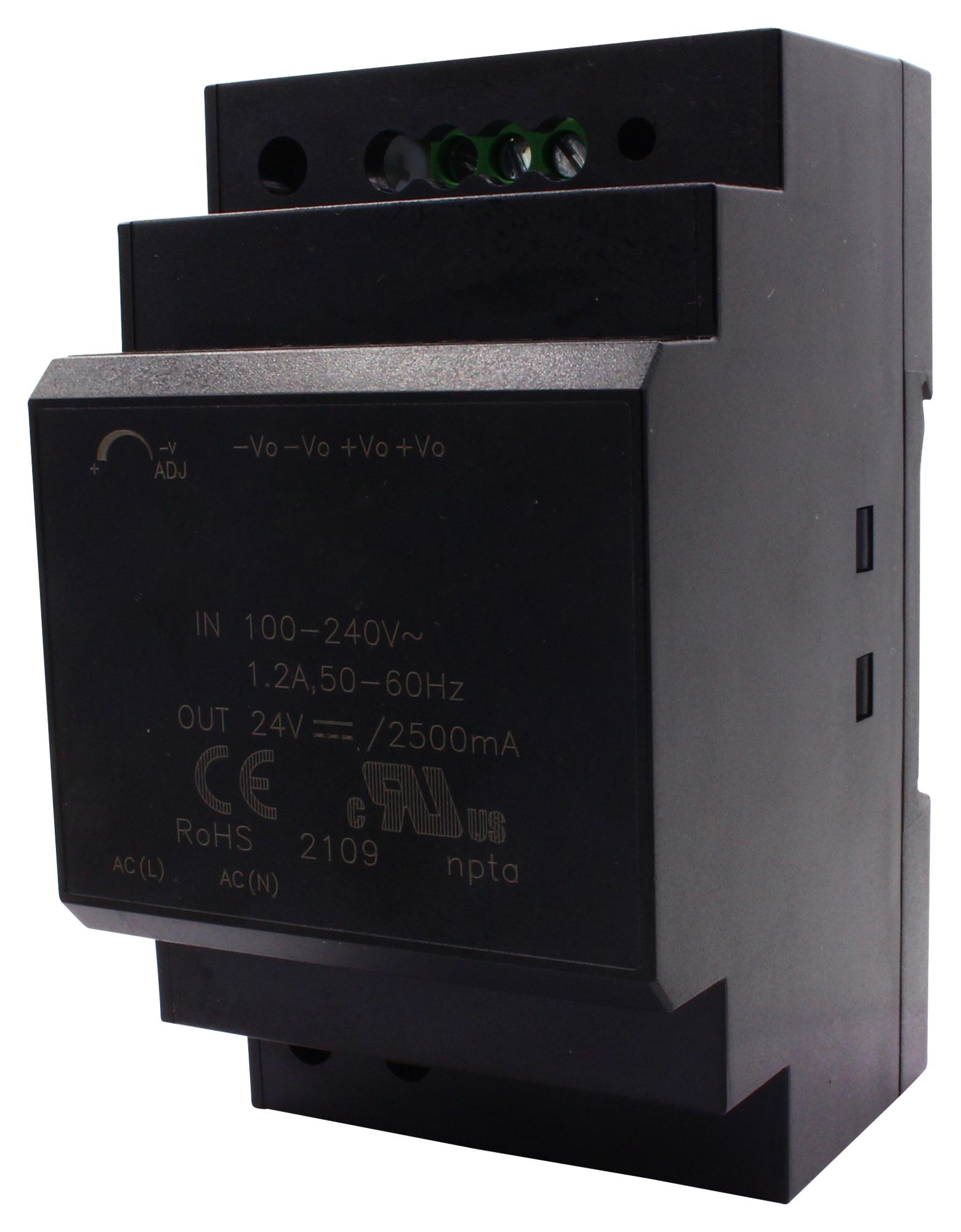 PW-245 - Brainboxes - AC/DC DIN Rail Power Supply (PSU), ITE, 1 Output