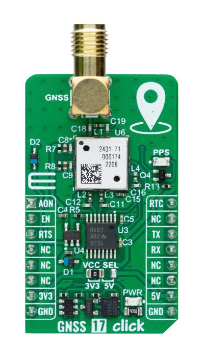 MIKROE-6176 - Mikroelektronika - Add-On Board, GNSS 17 Click, MikroE mikroBUS Compatible ...