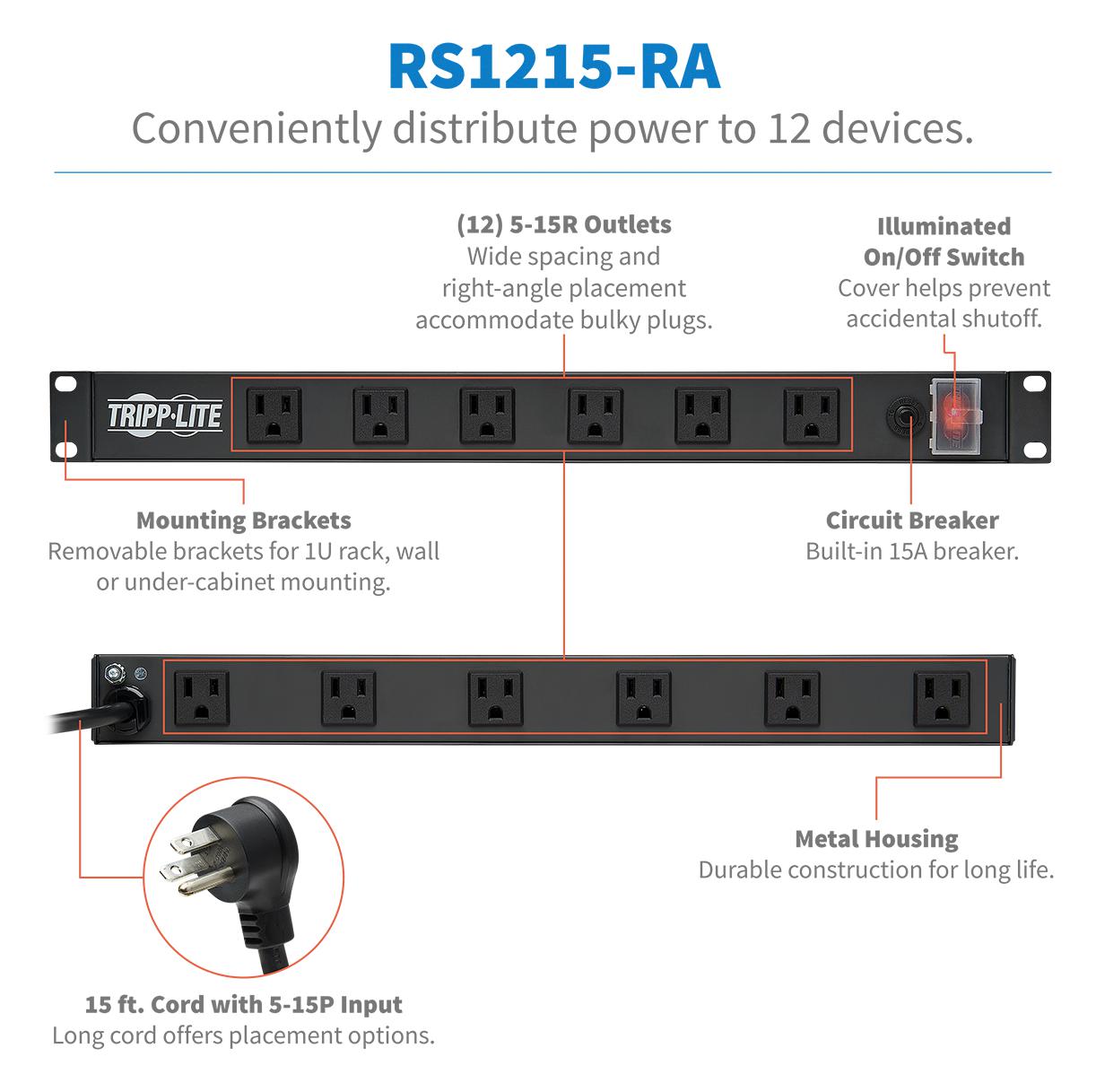 RS-1215-RA - Eaton Tripp Lite - POWER OUTLET STRIP