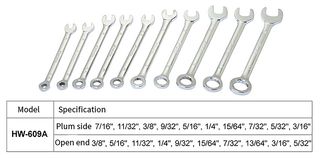 HW-609A - Pro's Kit - Mini Combination Imperial Spanner Set, 10 Piece